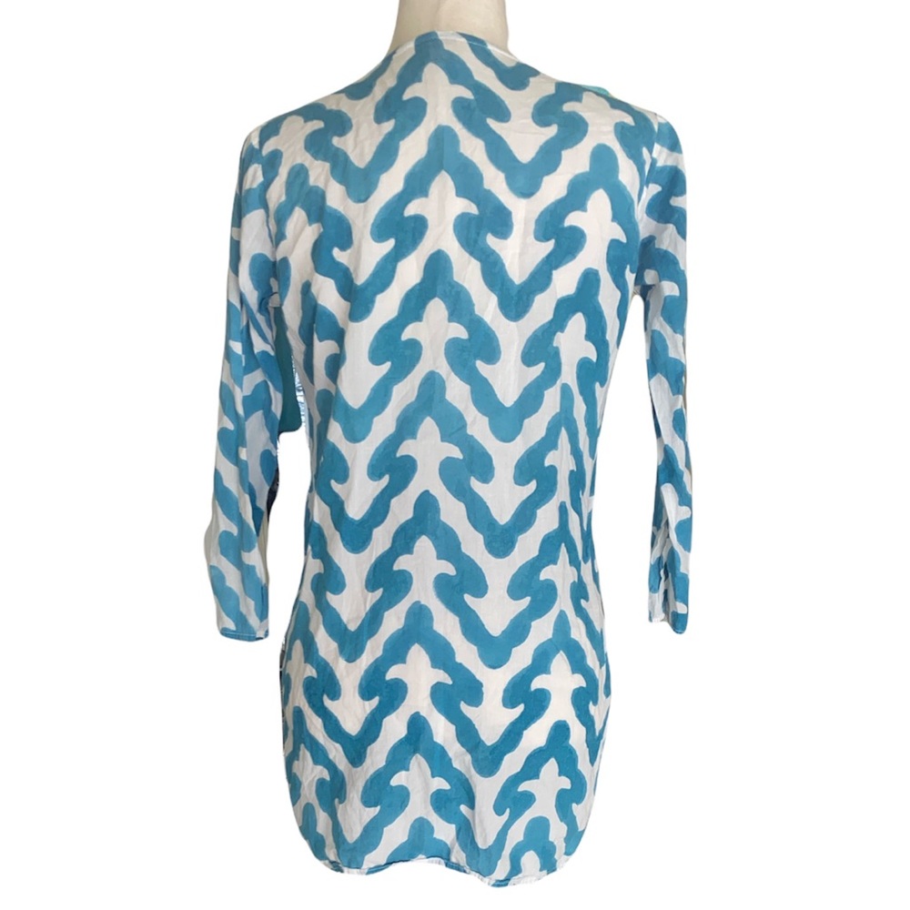 Roberta Roller Rabbit Turquoise Blue Tunic Top - Xs - Gem